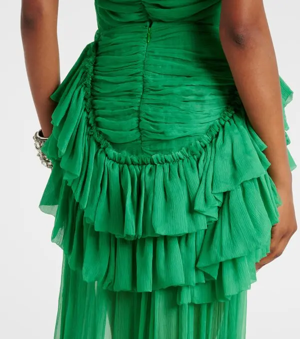 Dries Van Noten Ruffled Silk Muslin Maxi Skirt