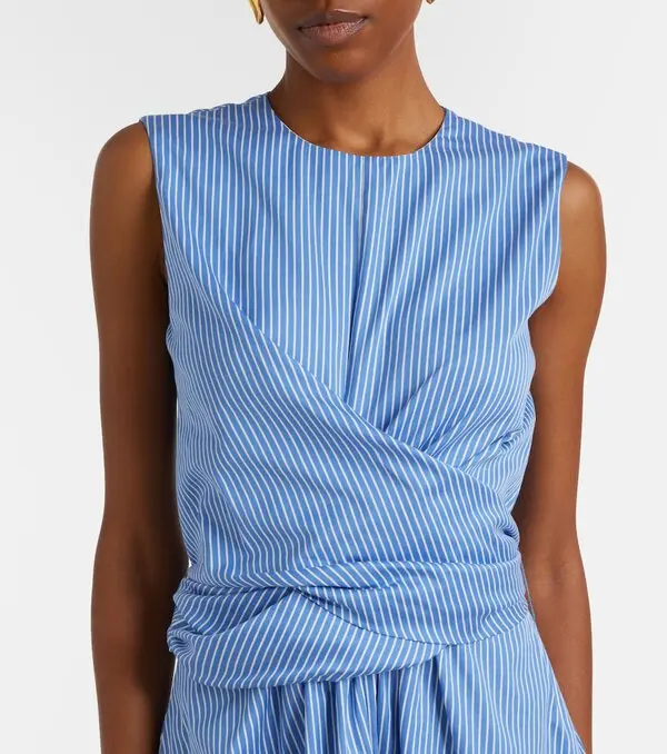 Altuzarra Penny Draped Striped Cotton Midi Dress - Blue