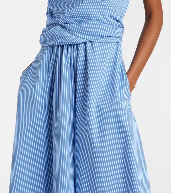 Altuzarra Penny Draped Striped Cotton Midi Dress - Blue