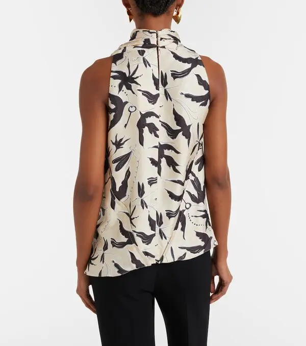 Altuzarra Sleary Draped Printed Silk Top - Beige