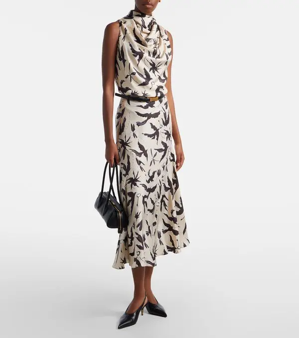 Altuzarra Sleary Draped Printed Silk Top - Beige