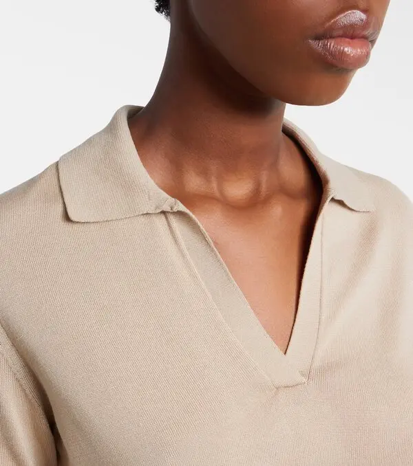 Altuzarra Clay Cropped Cotton And Silk Polo Sweater - Beige