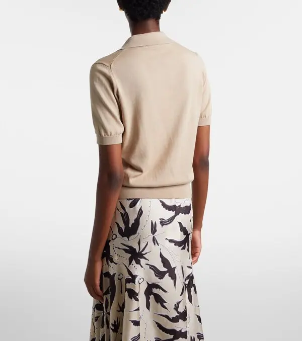 Altuzarra Clay Cropped Cotton And Silk Polo Sweater - Beige