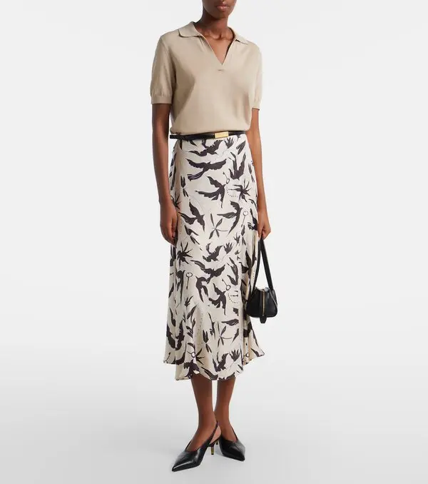 Altuzarra Clay Cropped Cotton And Silk Polo Sweater - Beige