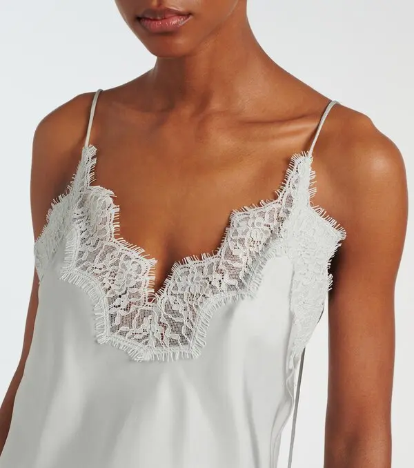 RÓHE Lace-trimmed Silk Top - Grey