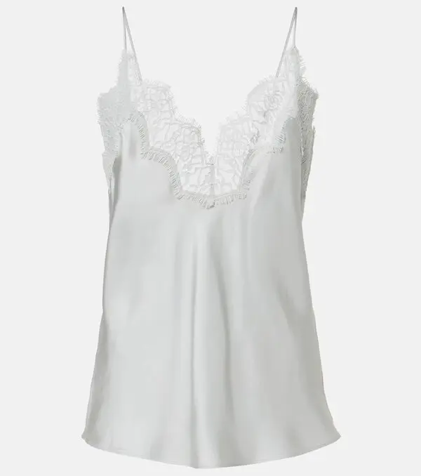 RÓHE Lace-trimmed Silk Top - Grey
