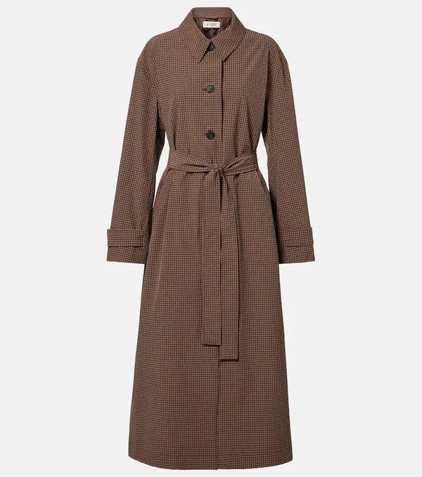 RÓHE Checked Belted Coat - Brown