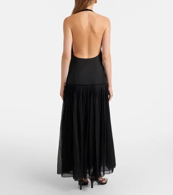 RÓHE Pleated Wool-blend Muslin Maxi Dress