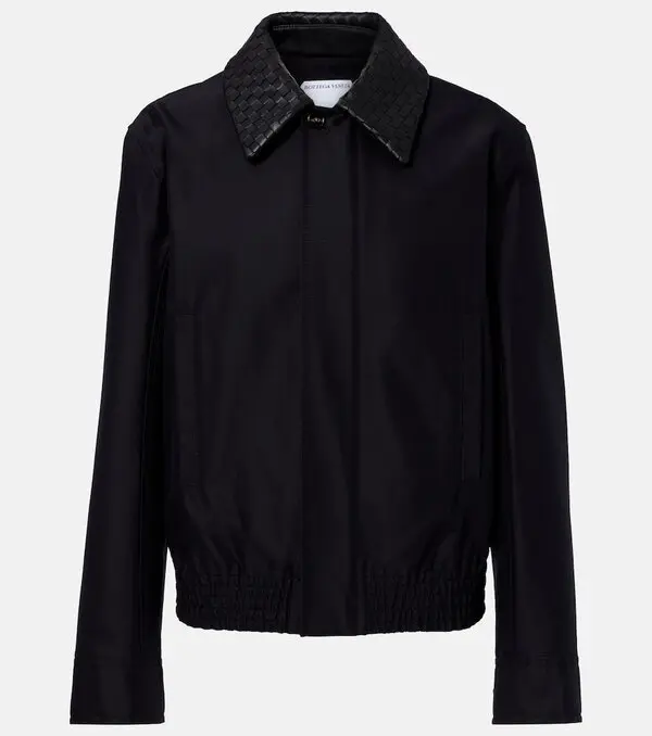 Bottega Veneta Intrecciato Leather-trimmed Canvas Jacket - Black