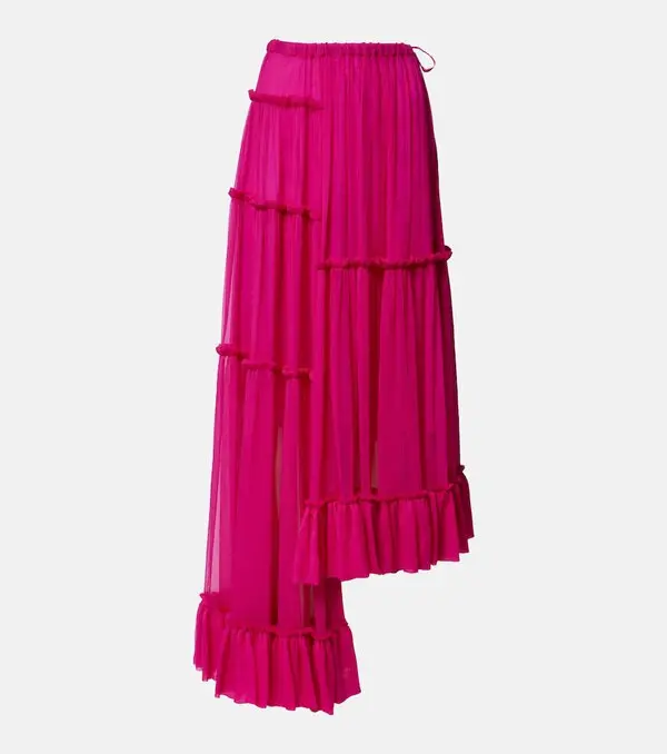 Dries Van Noten Asymmetric Silk Muslin Skirt - Pink