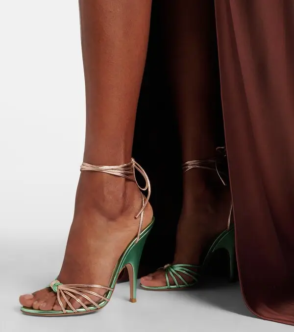 GIANVITO ROSSI Metallic Leather Slingback Sandals