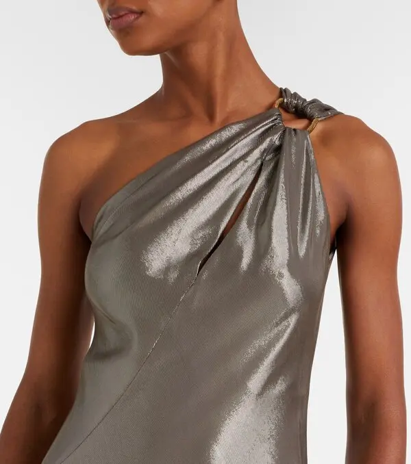Max Mara Odissea One-shoulder Lamé Gown - Silver