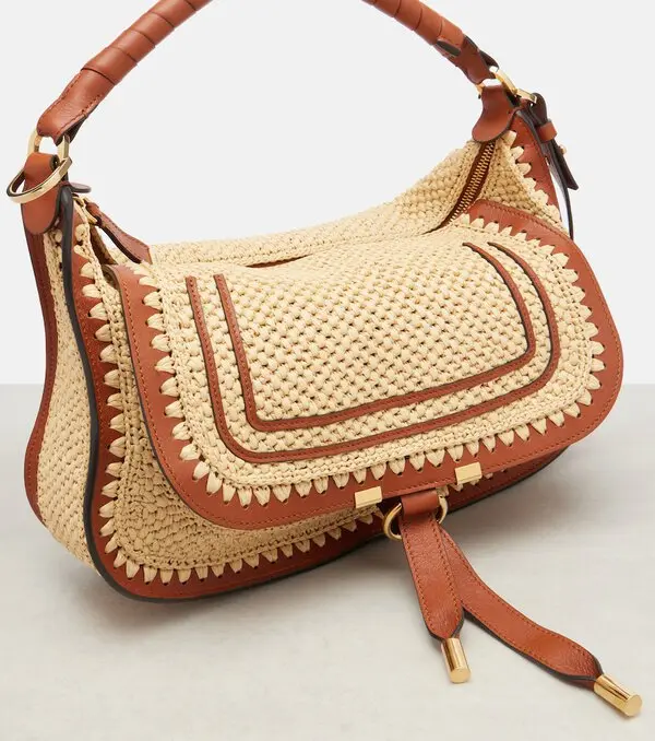 Chloé Marcie Small Raffia-effect Shoulder Bag