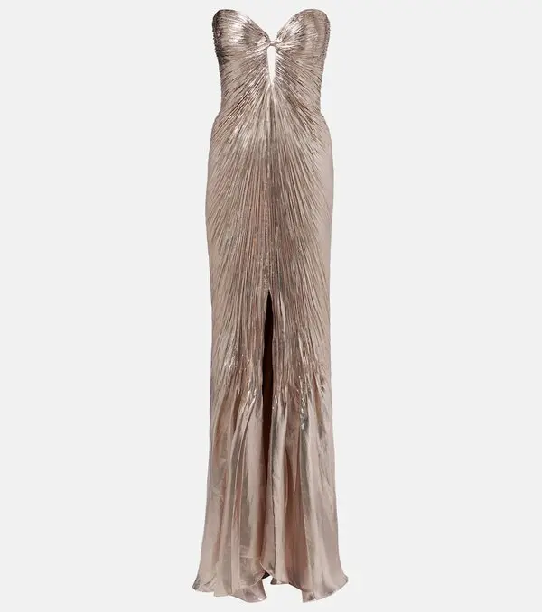 MARIA LUCIA HOHAN Mirren Silk-blend Chiffon Bustier Gown - Silver