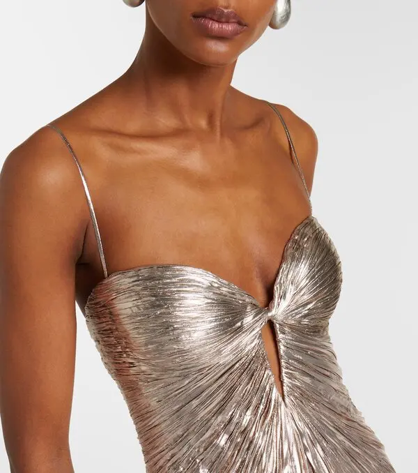 MARIA LUCIA HOHAN Mirren Silk-blend Chiffon Bustier Gown - Silver