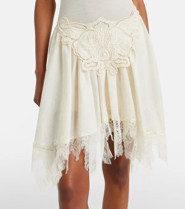 Blumarine Embroidered Lace-trimmed Miniskirt