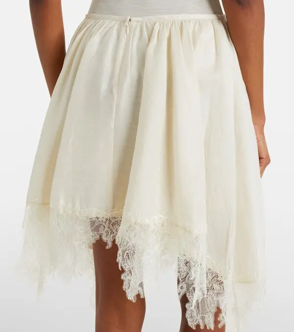 Blumarine Embroidered Lace-trimmed Miniskirt