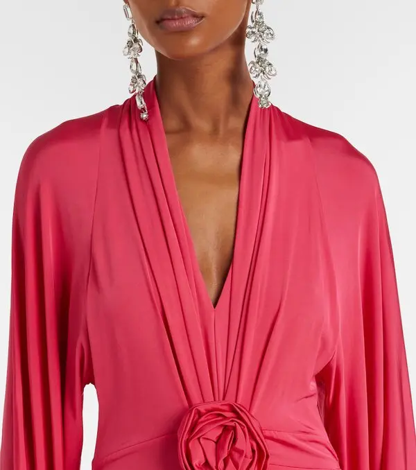 Blumarine Floral-appliqué Ruched Gown - Purple