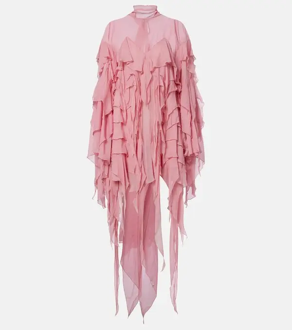 Blumarine Tiered Chiffon Mini Dress - Pink