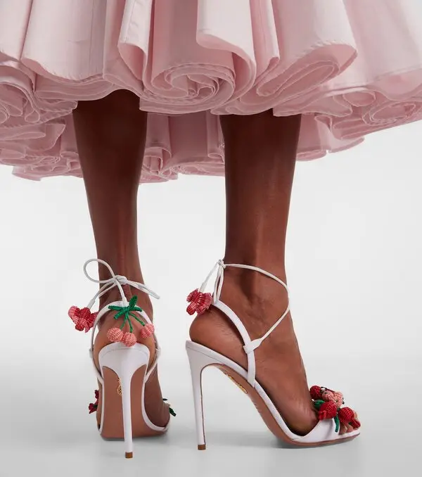 AQUAZZURA Botanica Raffia Trimmed Sandals