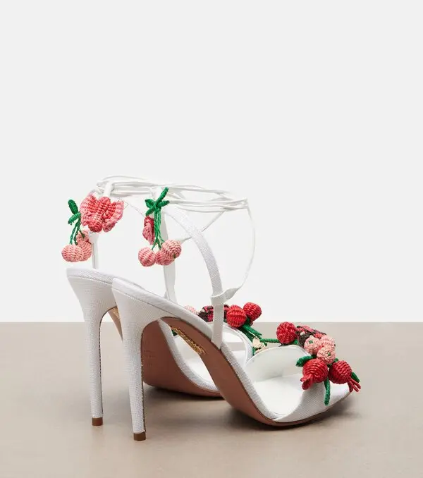 AQUAZZURA Botanica Raffia Trimmed Sandals