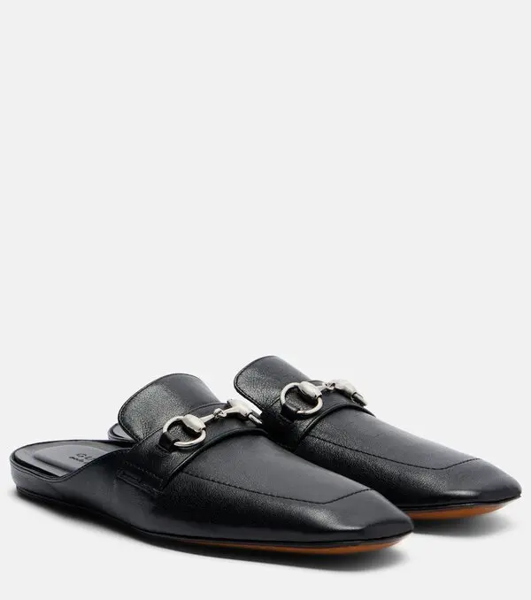 Gucci Ragazzo Horsebit Leather Mules - Black