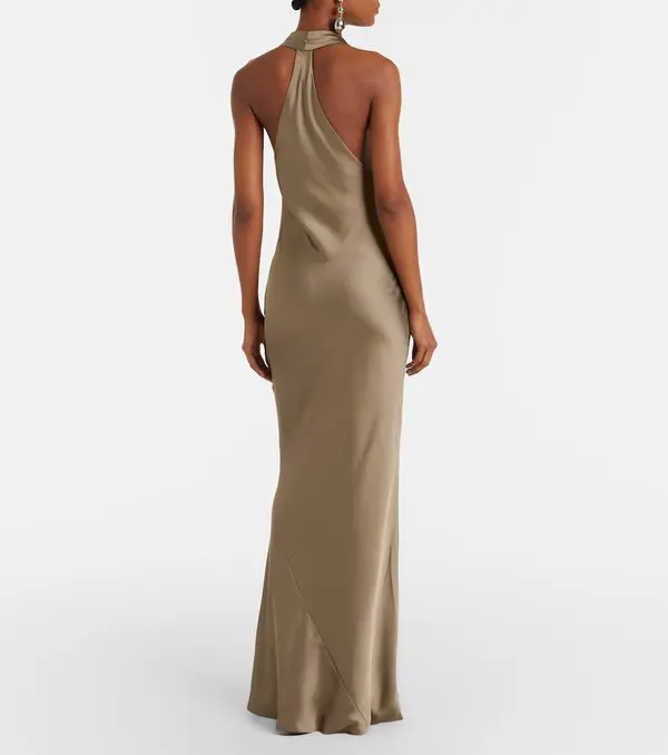 chinese dress ladies Beige Sleeveless Satin Dress main image 1