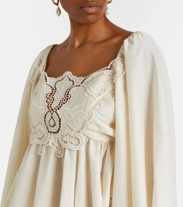 Blumarine Embroidered Lace-trimmed Blouse