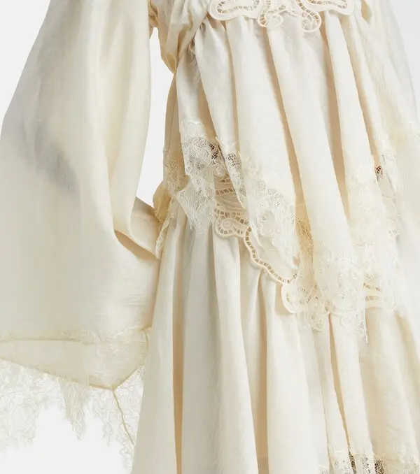 Blumarine Embroidered Lace-trimmed Blouse