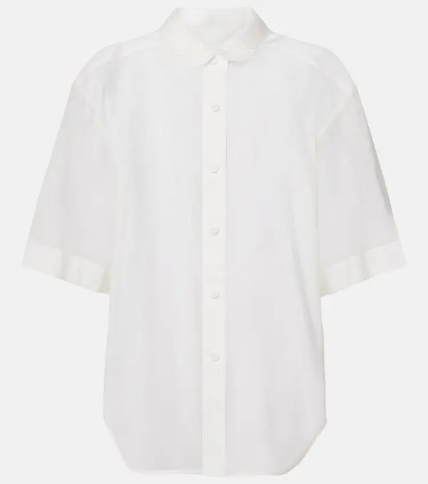 RÓHE Embroidered Cotton Muslin Top - White