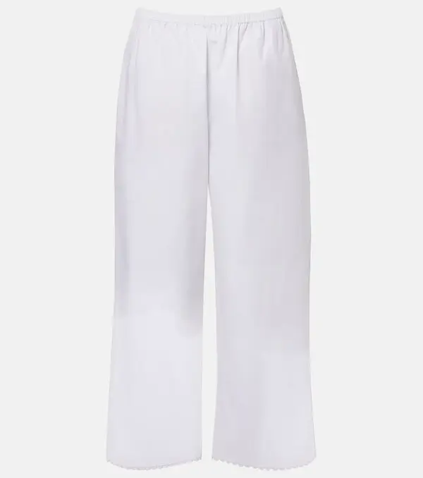 RÓHE Embroidered Cotton Poplin Wide-leg Pants