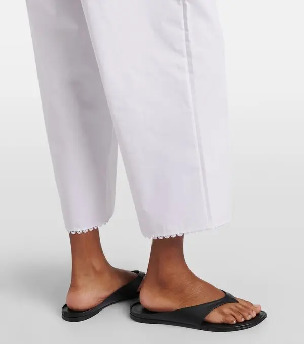 RÓHE Embroidered Cotton Poplin Wide-leg Pants