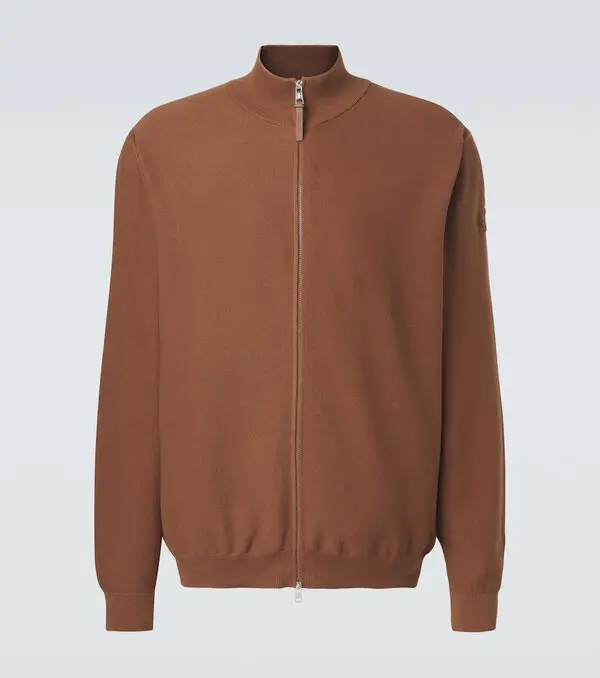 Moncler Cotton Zip-up Sweater - Brown