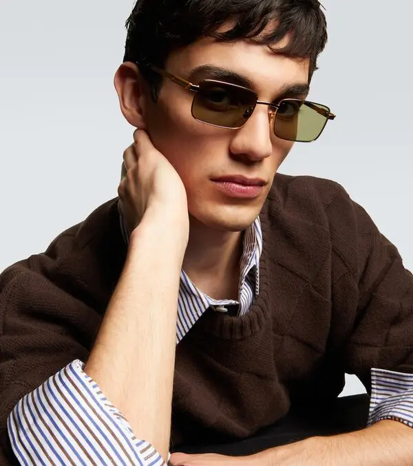 Bottega Veneta Classic Rectangular Sunglasses - Gold