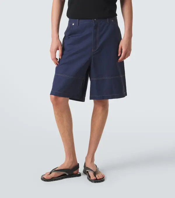 Moncler Cotton And Linen Gabardine Shorts