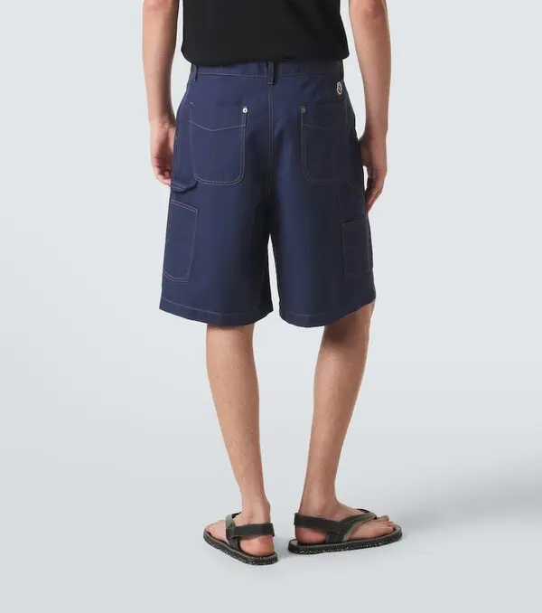 Moncler Cotton And Linen Gabardine Shorts