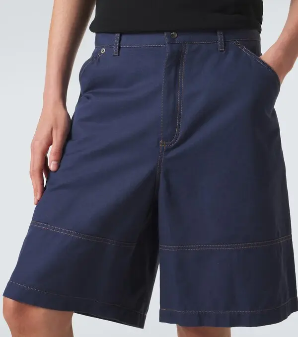Moncler Cotton And Linen Gabardine Shorts