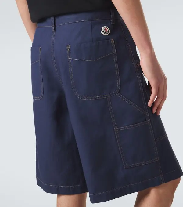 Moncler Cotton And Linen Gabardine Shorts