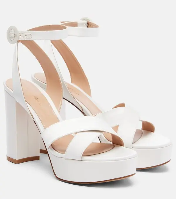 GIANVITO ROSSI Sabrina Satin Platform Sandals - White