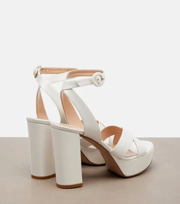 GIANVITO ROSSI Sabrina Satin Platform Sandals - White