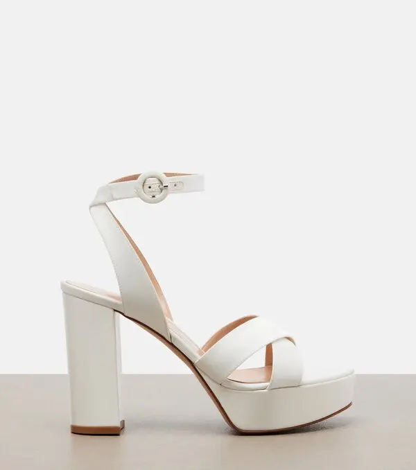 GIANVITO ROSSI Sabrina Satin Platform Sandals - White