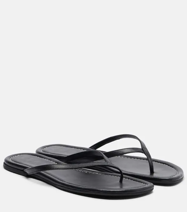 Staud Freja Leather Thong Sandals - Black