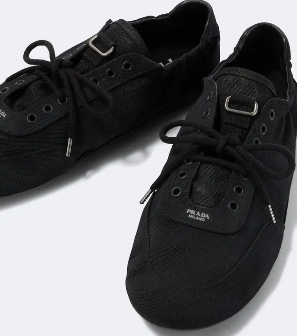 Prada Collapse Canvas Sneakers - Black