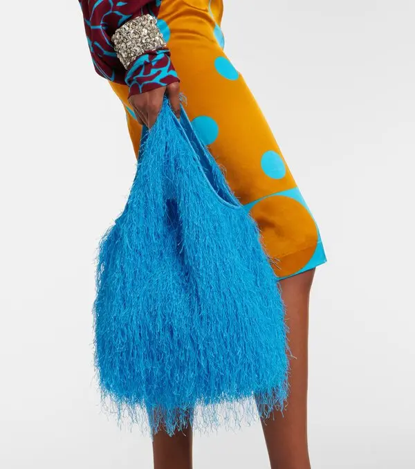 Dries Van Noten Marche Medium Fringed Top-handle Bag - Blue