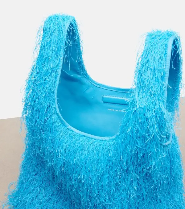 Dries Van Noten Marche Medium Fringed Top-handle Bag - Blue
