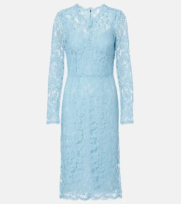Dolce & Gabbana Cotton-blend Lace Cocktail Dress - Blue