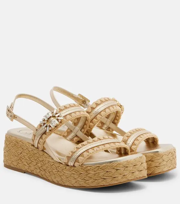 ROGER VIVIER Summer Strass Platform Espadrille Sandals - Beige