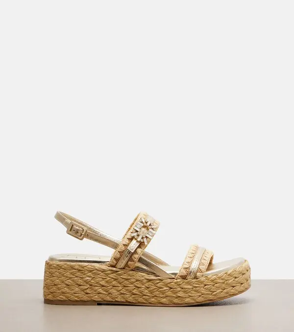 ROGER VIVIER Embellished Platform Espadrille Sandals