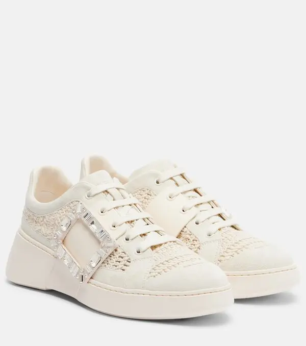 ROGER VIVIER Viv Skate Suede-trimmed Platform Sneakers - White