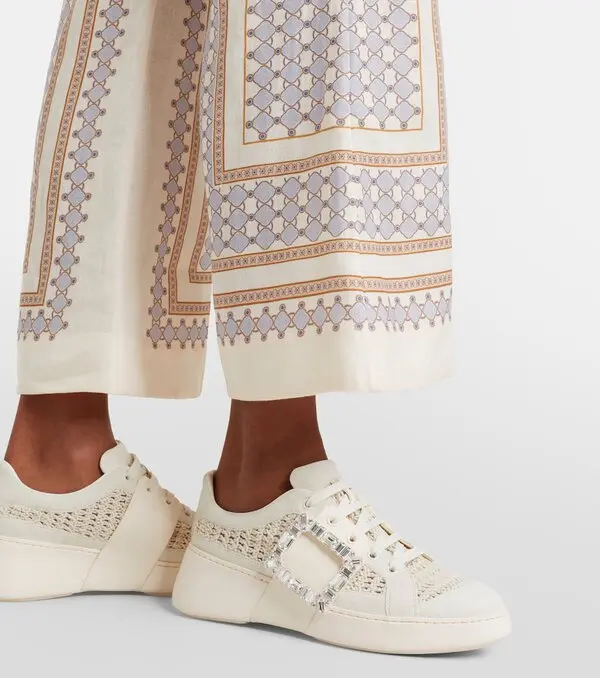 ROGER VIVIER Viv Skate Suede-trimmed Platform Sneakers